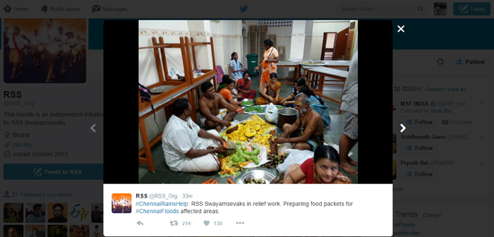 RSS volunteers carrying out relief work in Chennai | Catch News