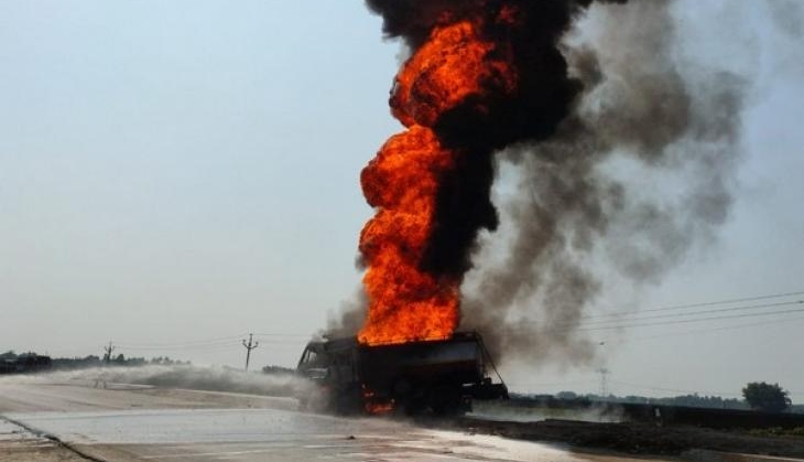 Watch: Moving oil tanker catches fire after it met with an accident ...