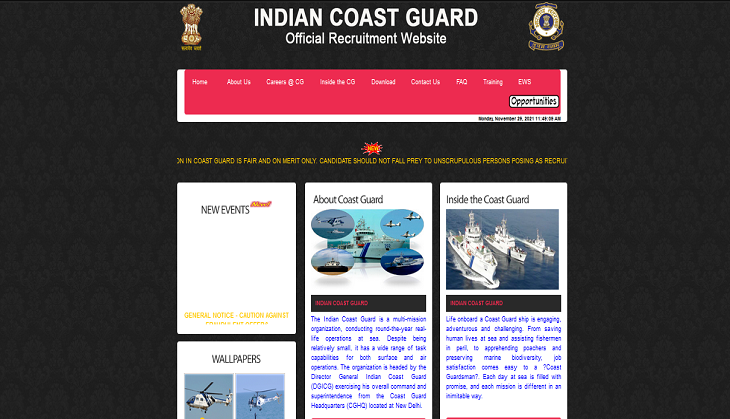 Indian Coast Guard Recruitment 2021: Vacancies released for Assistant ...