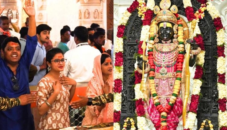 Devotees throng Ayodhya's Ram Mandir for first holi after pran ...